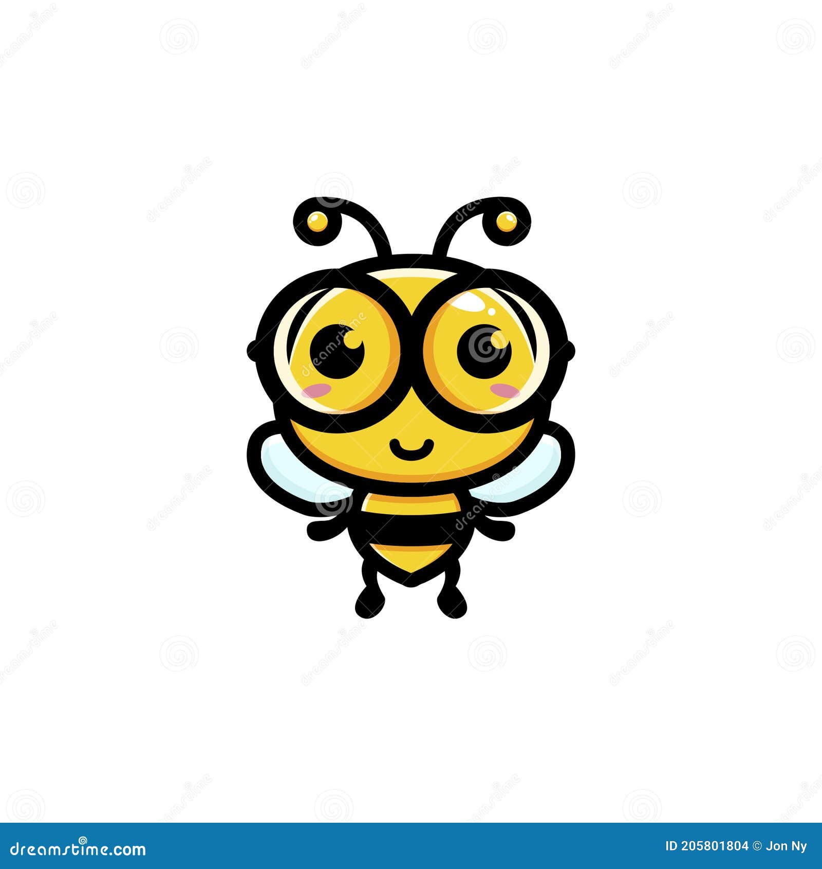 Vector of Smart Bee Character with Glasses Stock Vector - Illustration ...