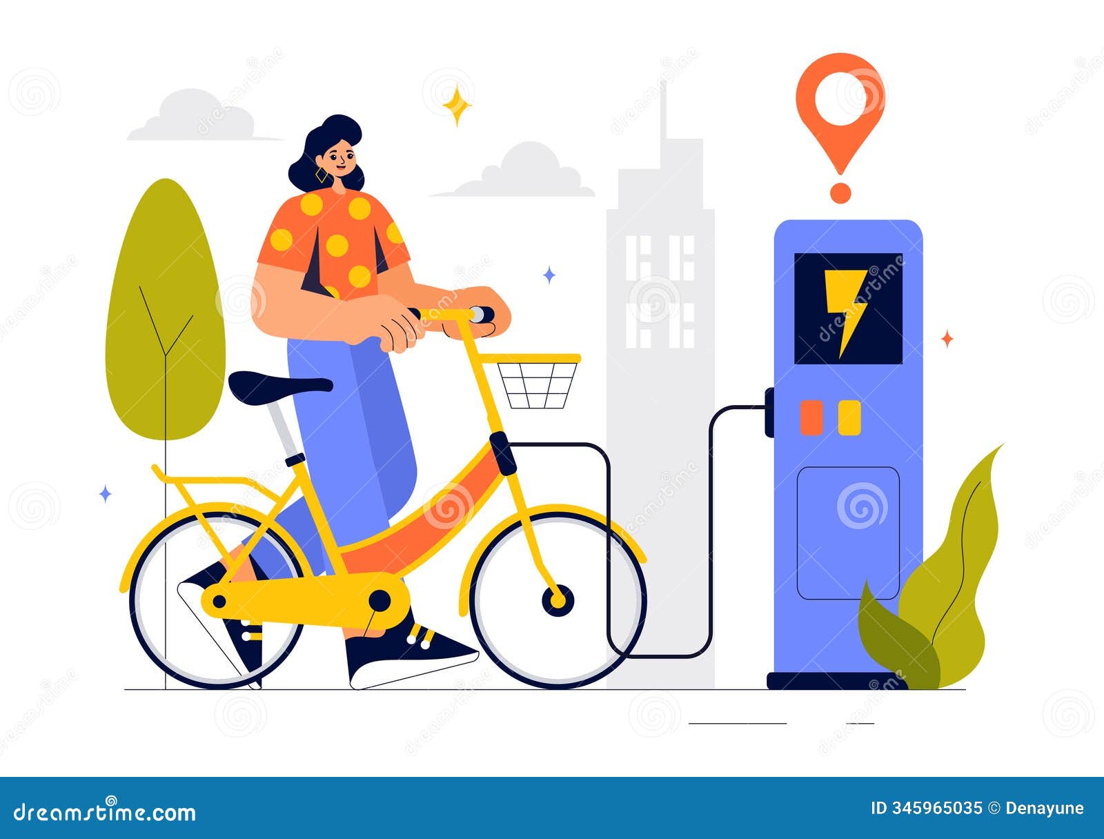 Smart Bike Vector Illustration Featuring A Navigation App With A Map, Location Pin, And Tracking ...