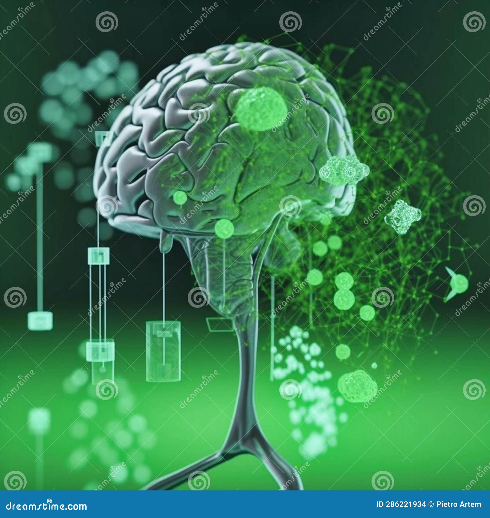 Smart Biotech Materials that Interact with a Green. Generative AI Stock ...