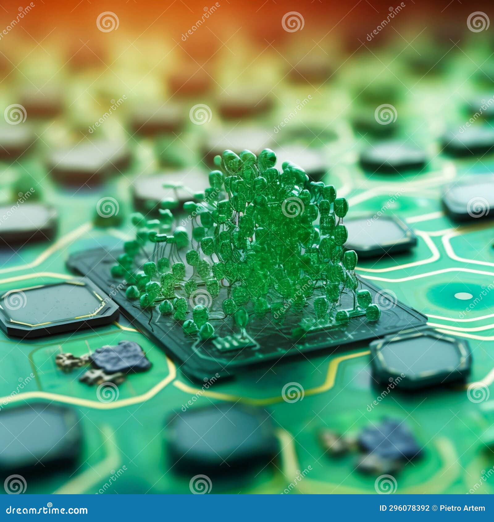 Smart Biotech Materials that Interact with a Green. Generative AI Stock ...