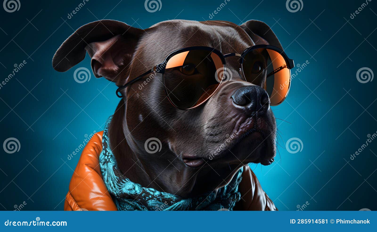 Black Pitbull Portrait And Thinking And Sungla Illustration Drawing ...