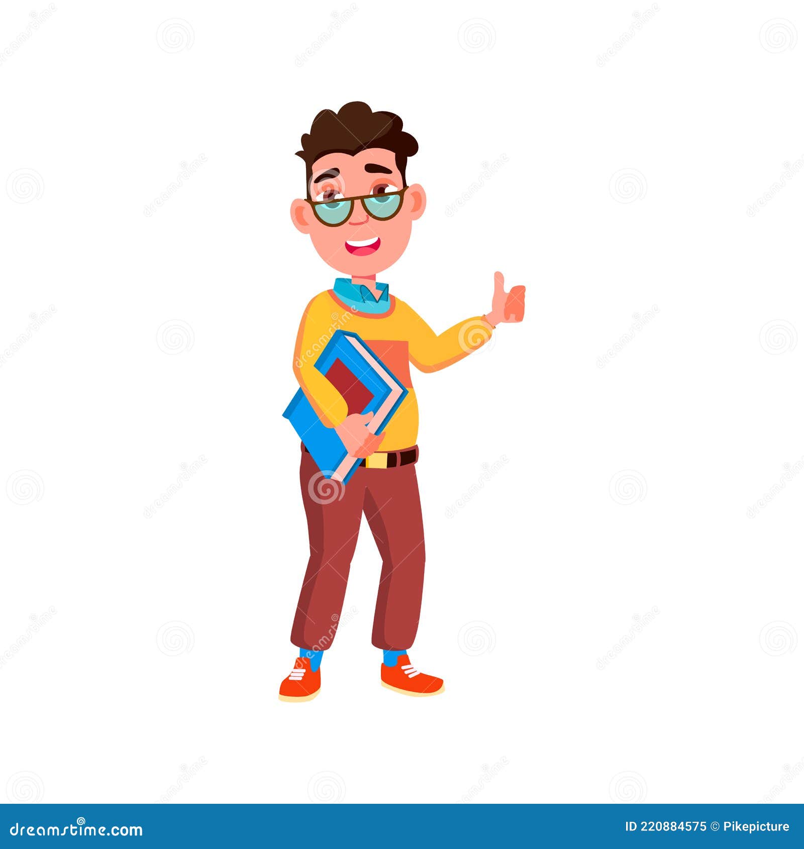 Smart Boy with Encyclopedia Book in Library Cartoon Vector Stock Vector ...