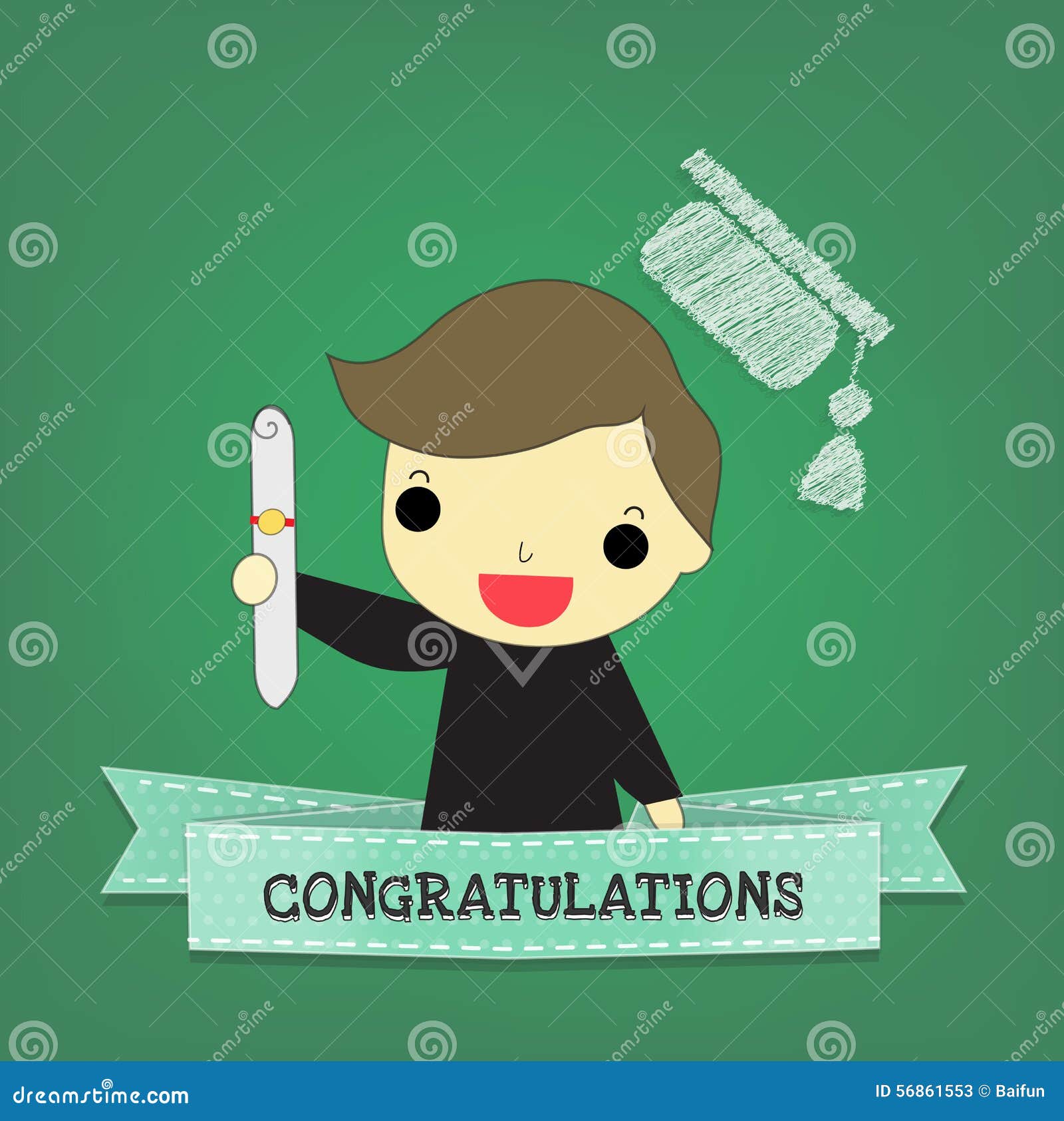 Smart Boy Graduate with Ribbon and Board Stock Vector - Illustration of ...