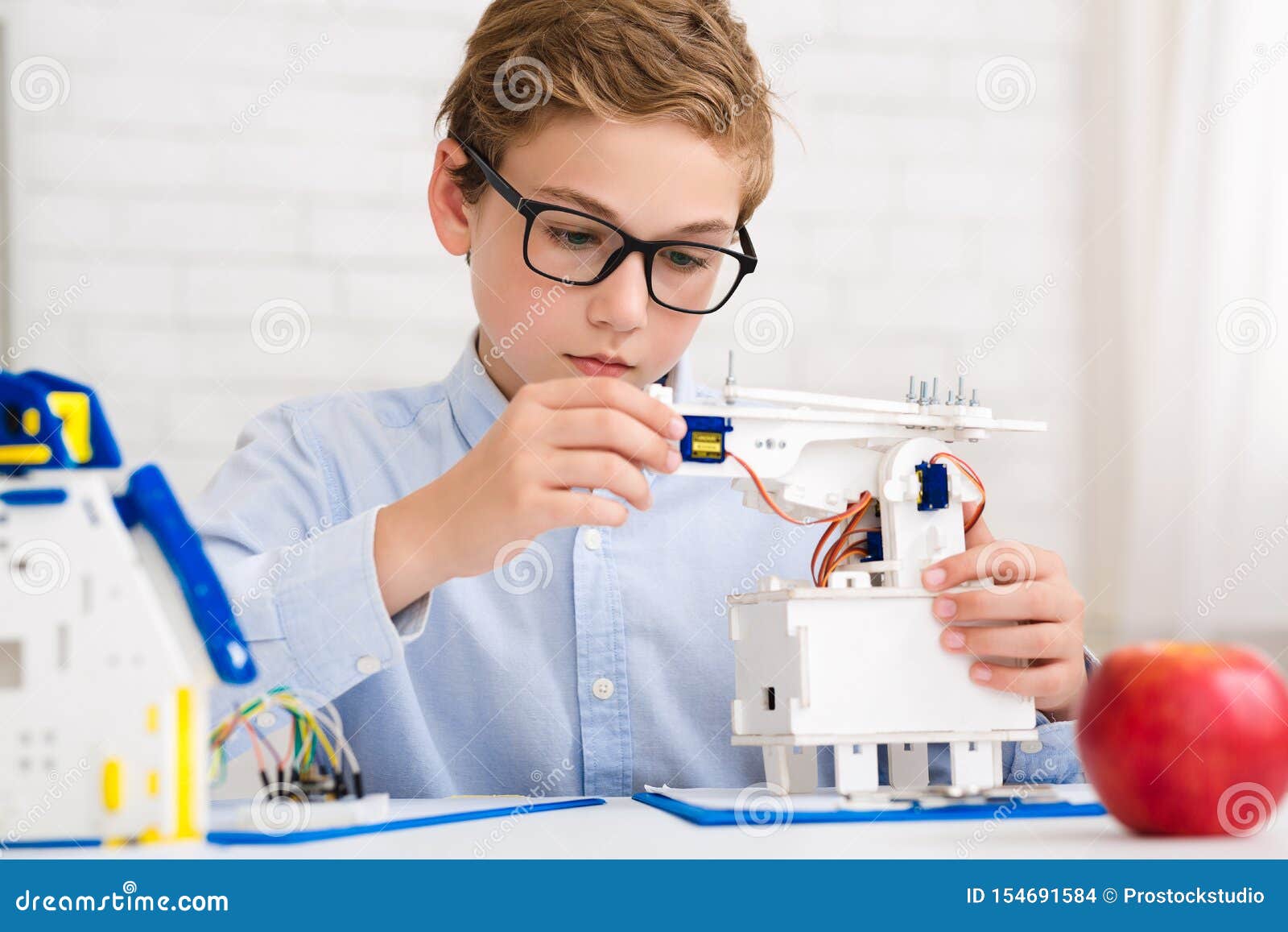 Smart Boy Making Diy Robot at Stem Lab Stock Photo - Image of education ...