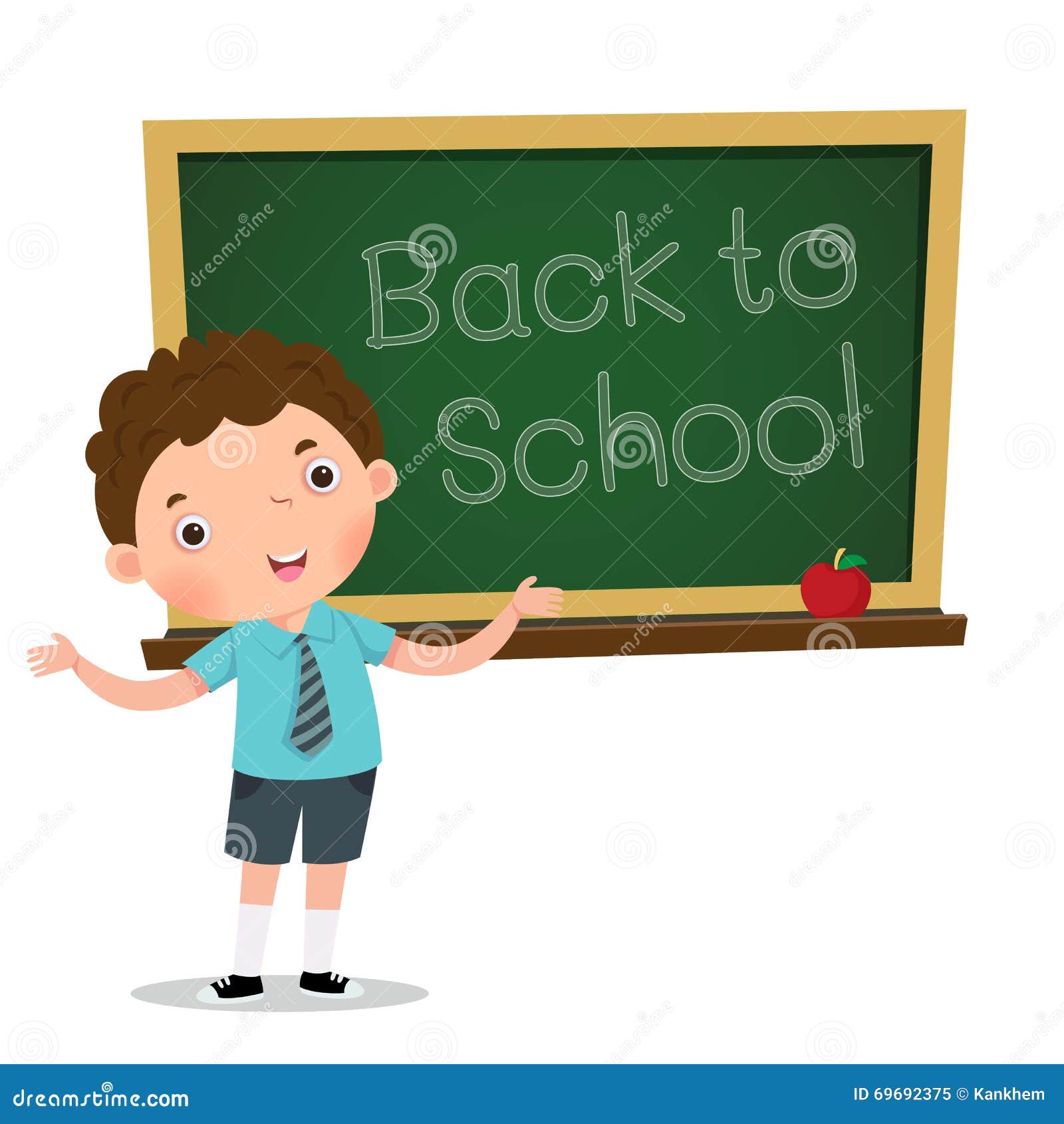 Smart Boy Presenting Something In Front Of Blackboard Cartoon Vector ...