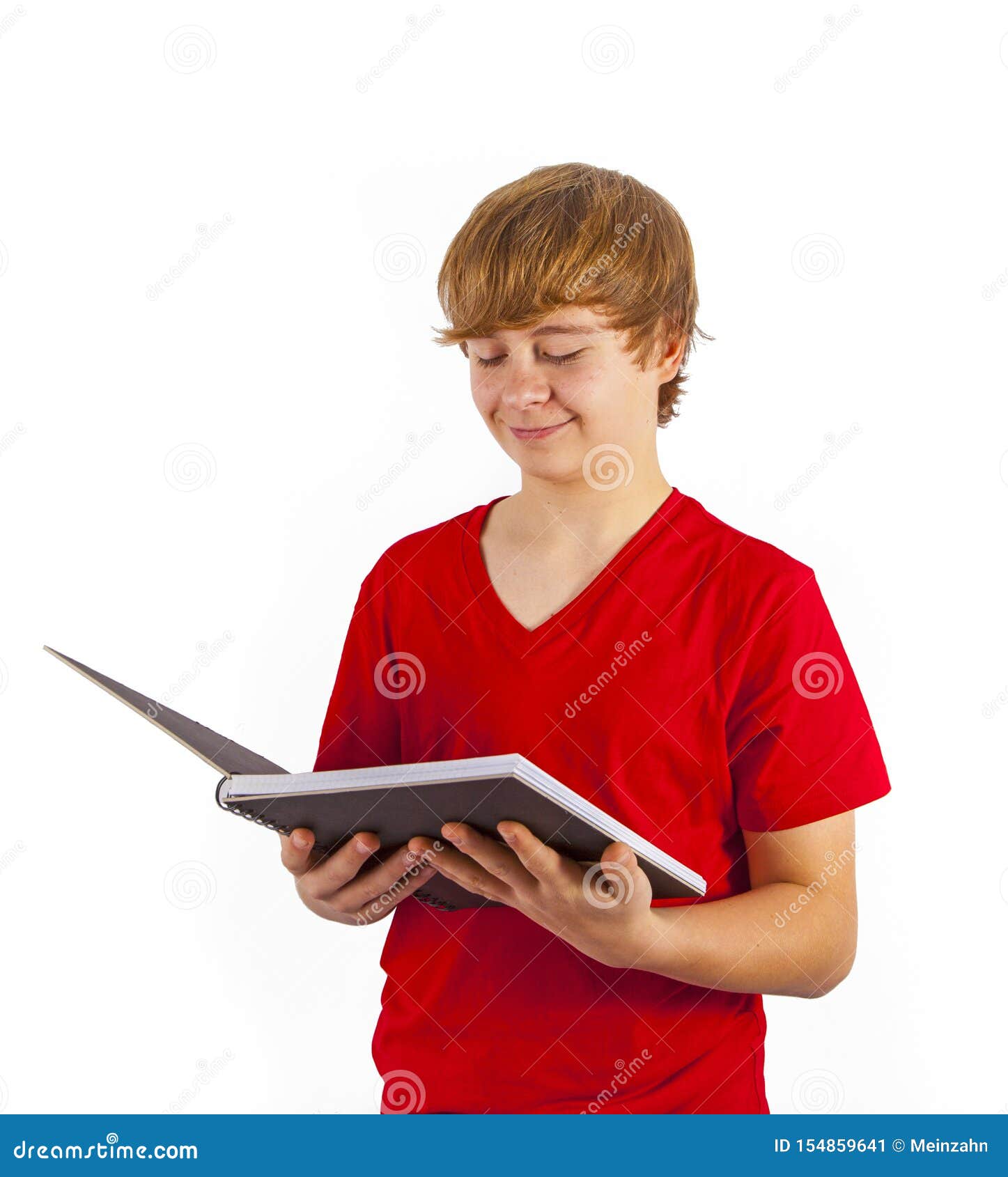 Smart Boy Reading in a Book Stock Image - Image of adolescent, space ...
