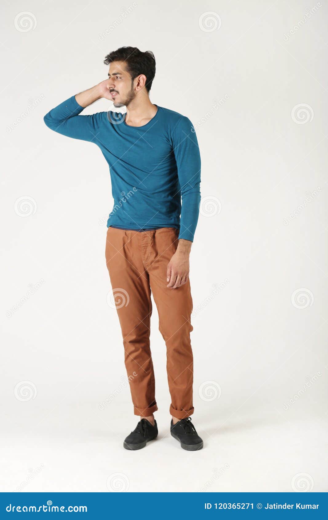 Smart Boy with Side View Pose Stock Image - Image of isolated, beard ...