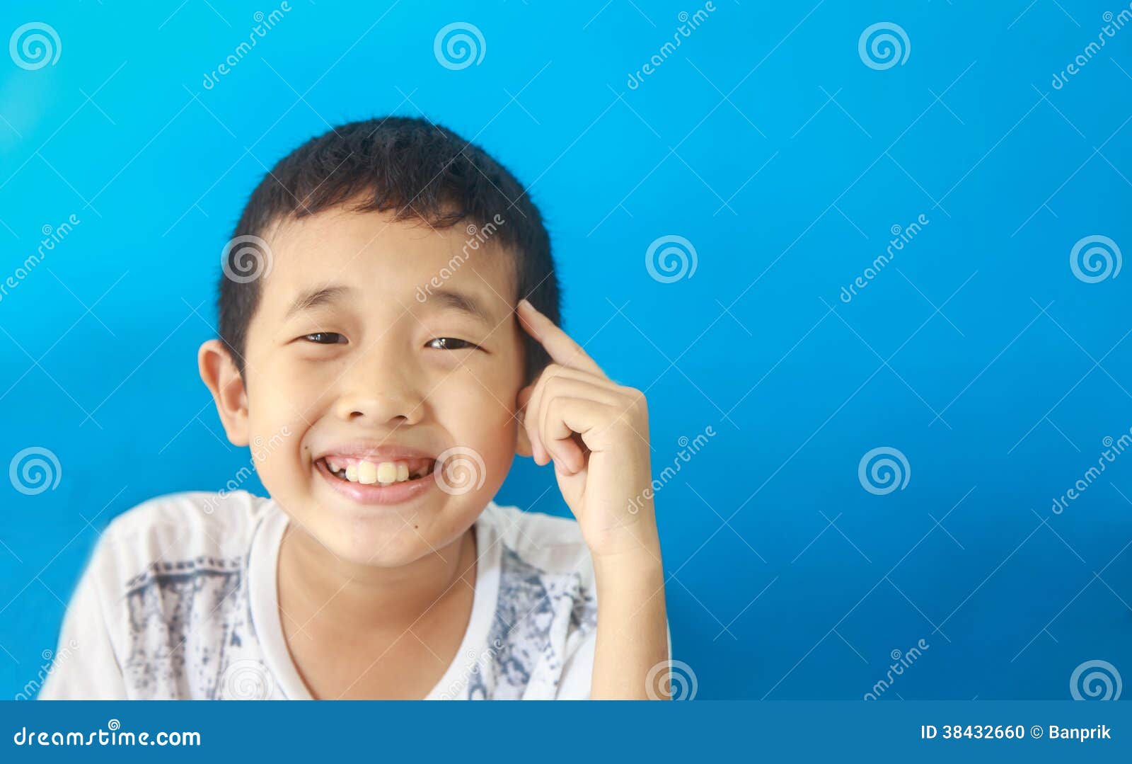 Smart Boy Think and Get Idea Then Smile Stock Photo - Image of people ...