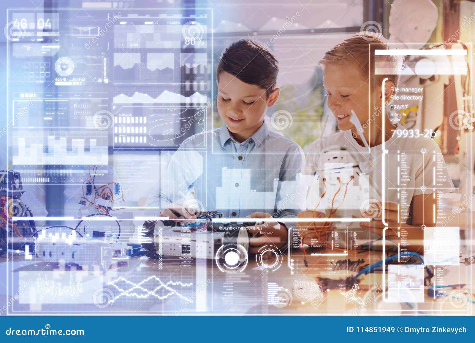 Smart Boys Feeling Interested while Working at Their Common Project ...