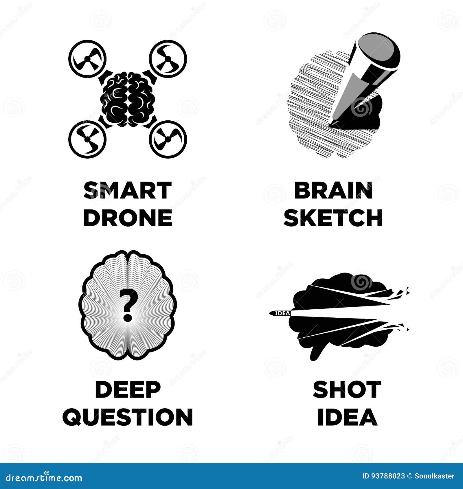 Smart Brain and Innovative Intelligence Idea Vector Icon Template Stock ...