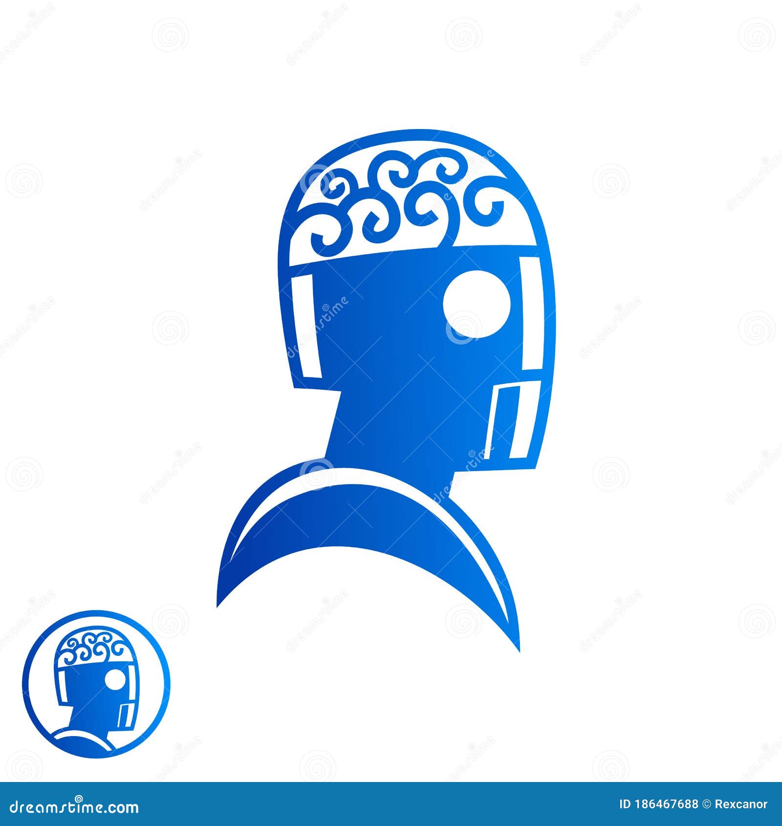 Smart Brain Intelligence Robot / Cyborg Ai Character Logo Design Stock ...