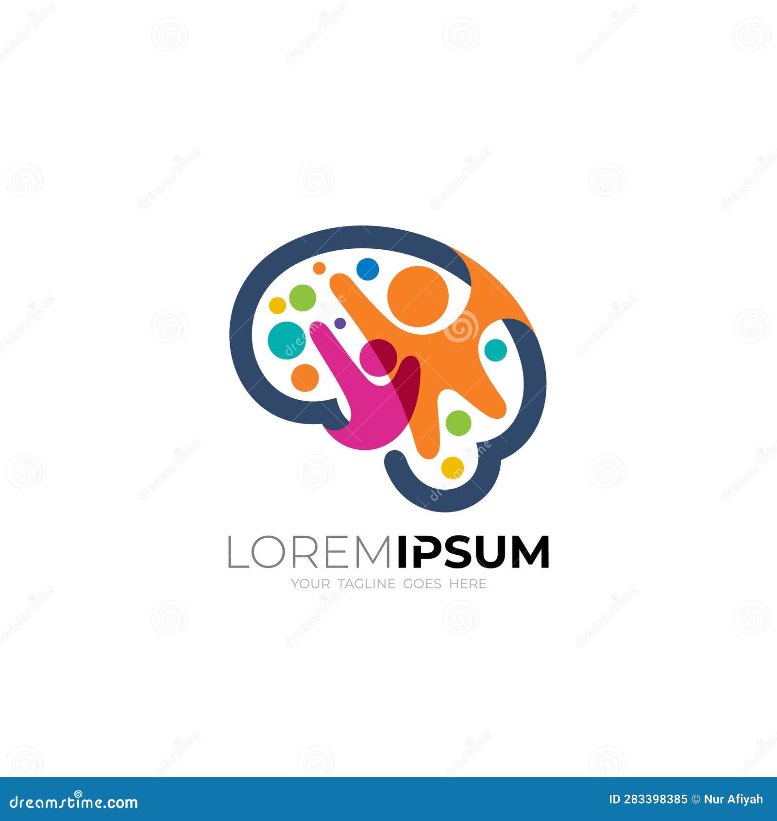 Smart Brain Logo with People Community Design Vector Stock Vector ...