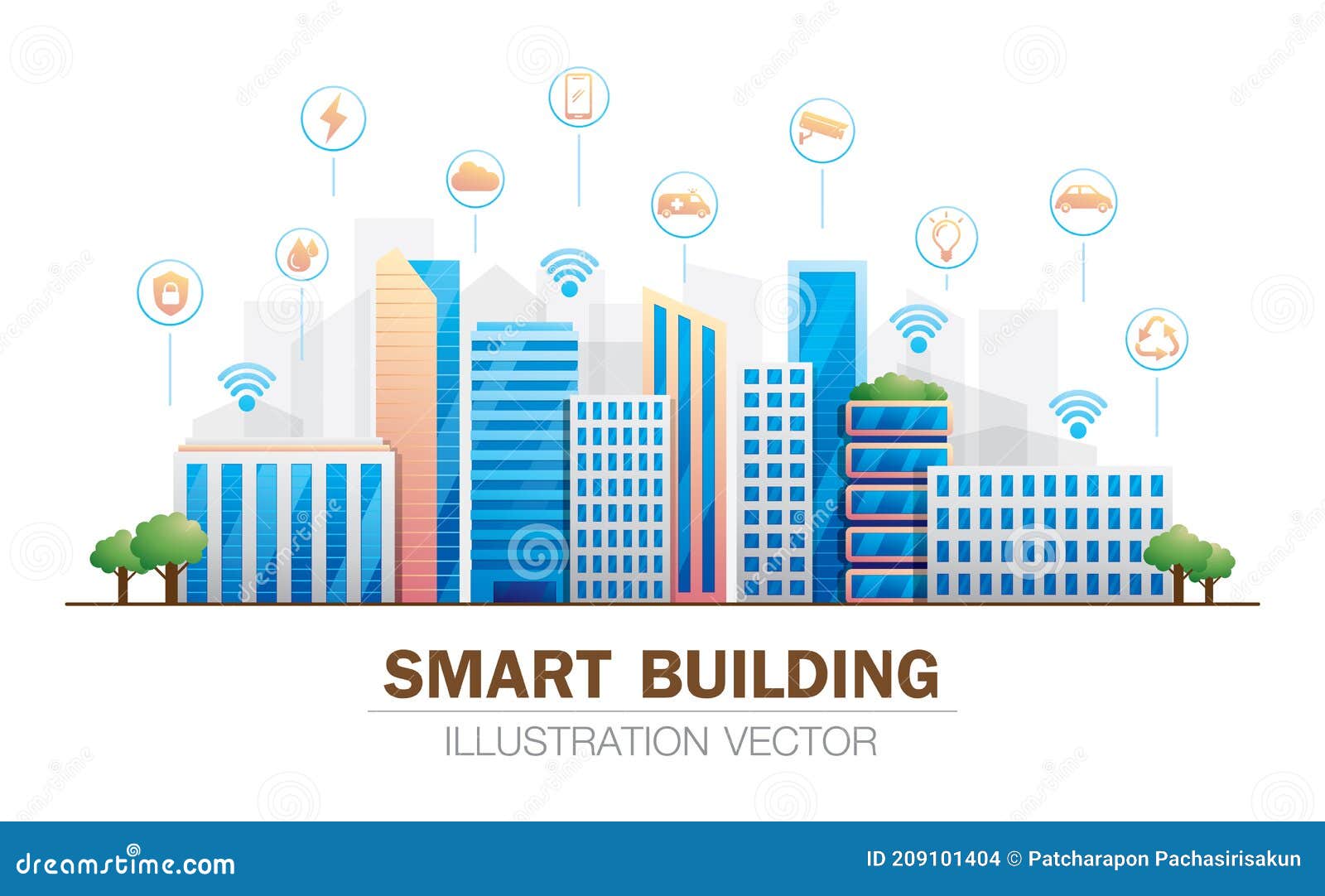 Smart Buildings Illustration Vector. Stock Vector - Illustration of ...