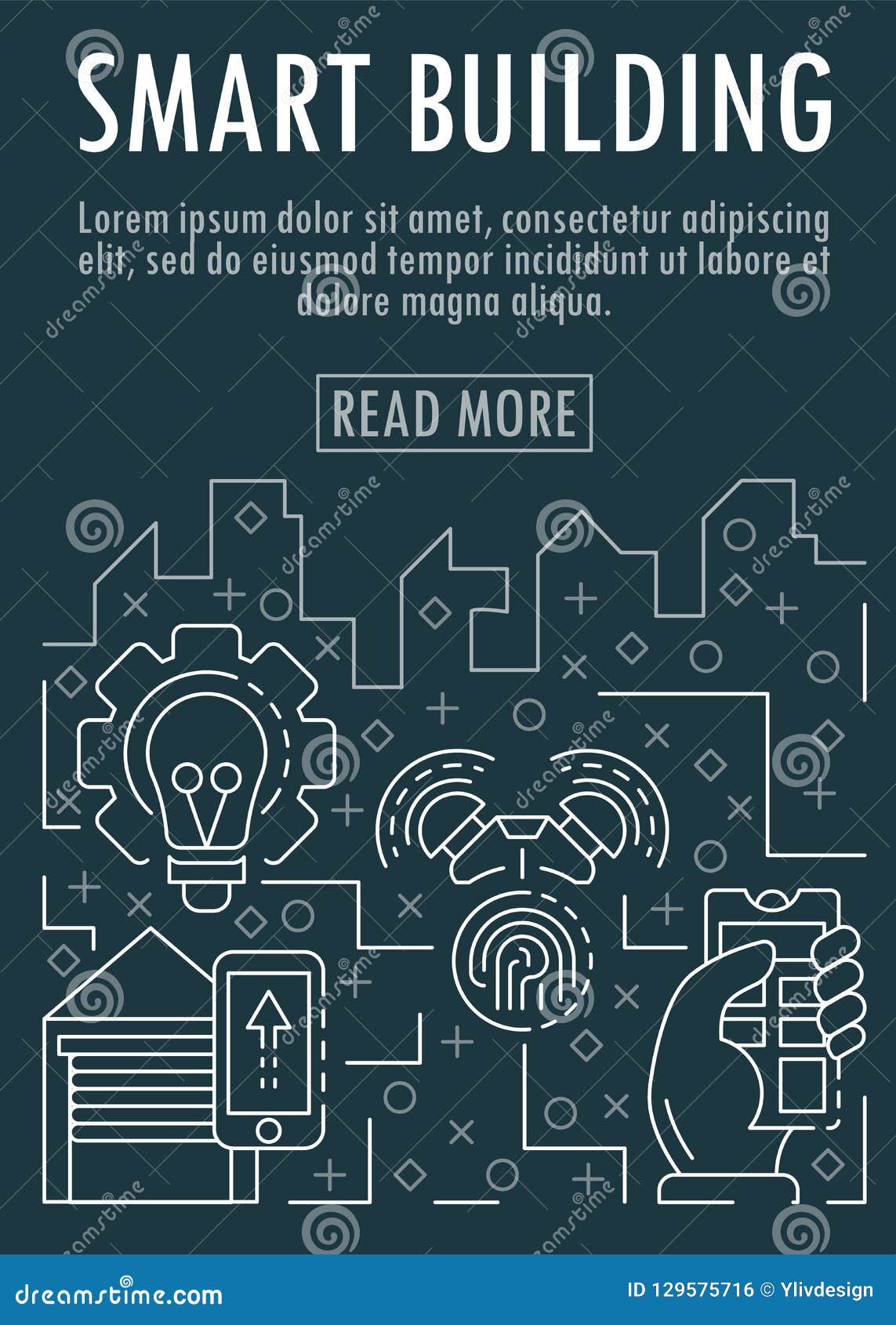 Smart Bulding Banner, Outline Style Stock Vector - Illustration of ...