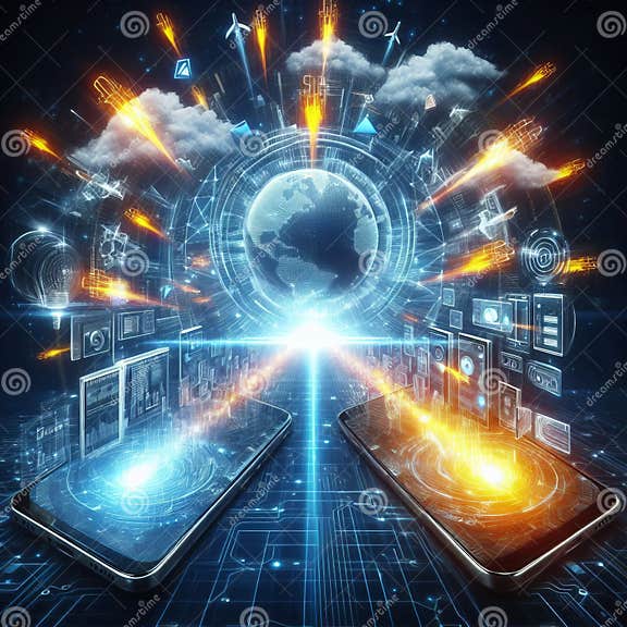 Smart Burst Data Transfer Visual of Data Packets Rapidly Transfe Stock ...