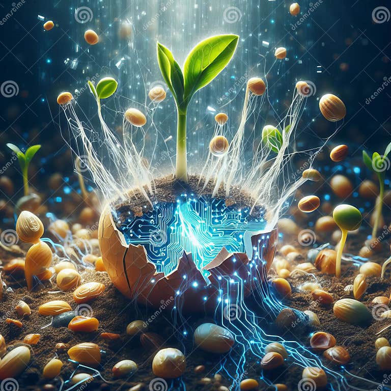 Smart Burst Seed Germination Seed Cracking Open with Roots and S Stock ...