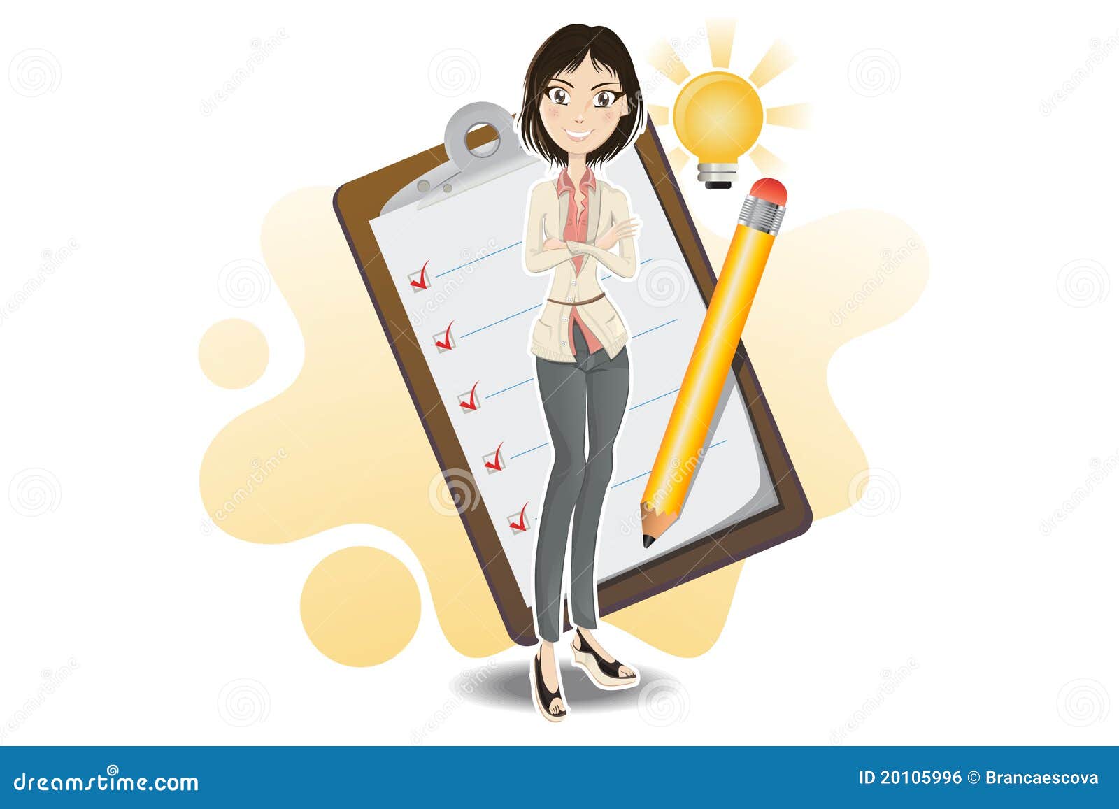 Smart Business Woman Done with Her Checklist Stock Illustration ...