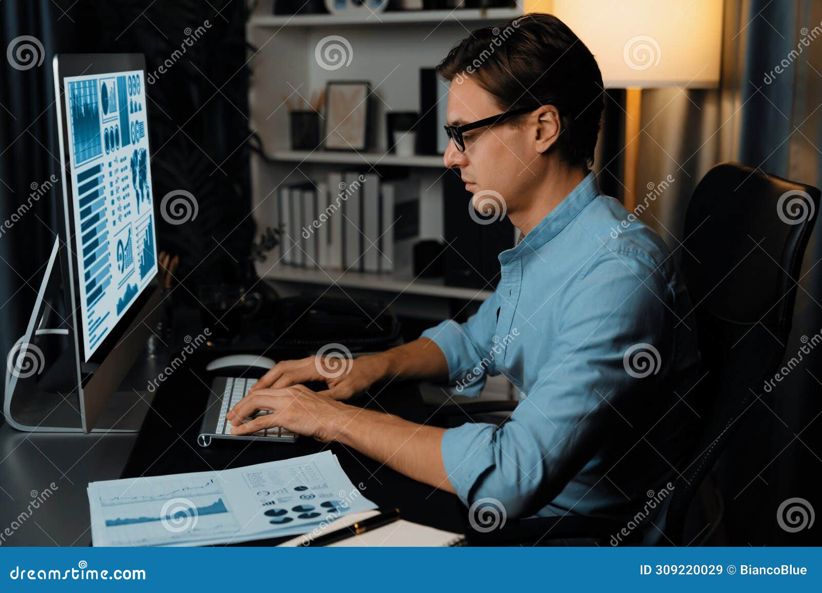 Smart Businessman Analyzing Business Paragraph Marketing Analysis ...