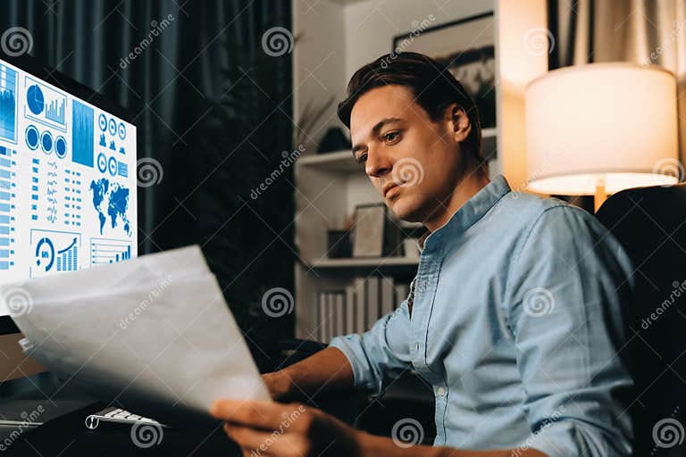 Smart Businessman Analyzing Business Paragraph Marketing Analysis ...