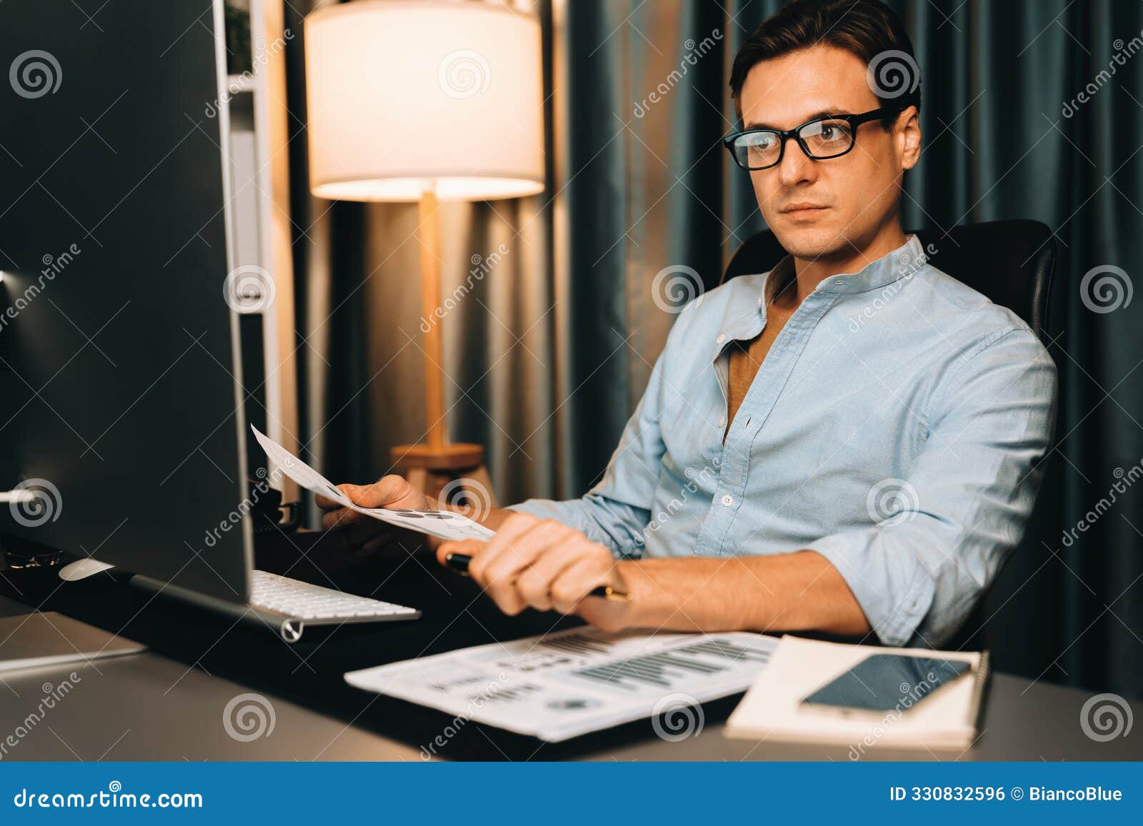 Smart Businessman Analyzing Business Paragraph Marketing Analysis ...