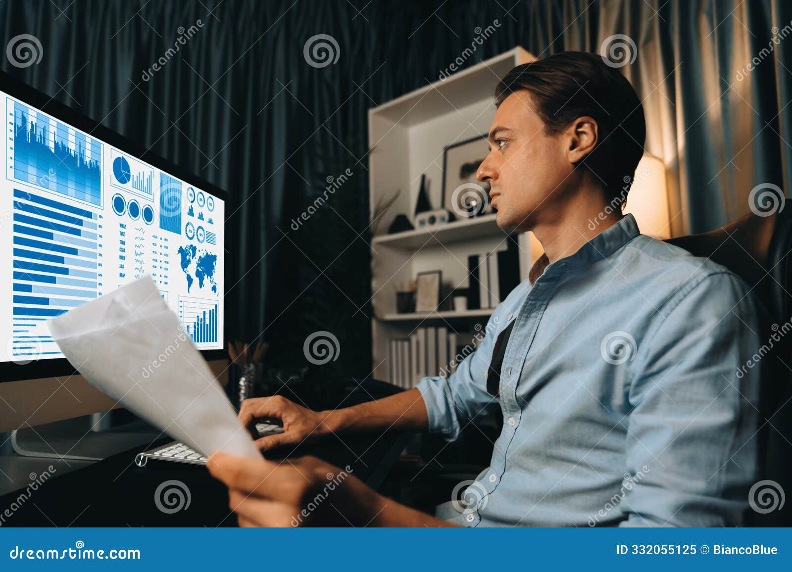 Smart Businessman Analyzing Business Paragraph Marketing Analysis ...