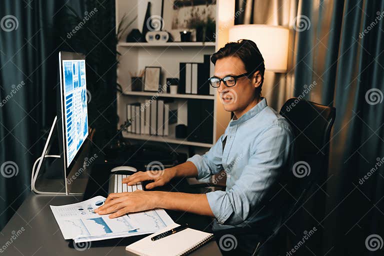 Smart Businessman Analyzing Business Paragraph Marketing Analysis ...