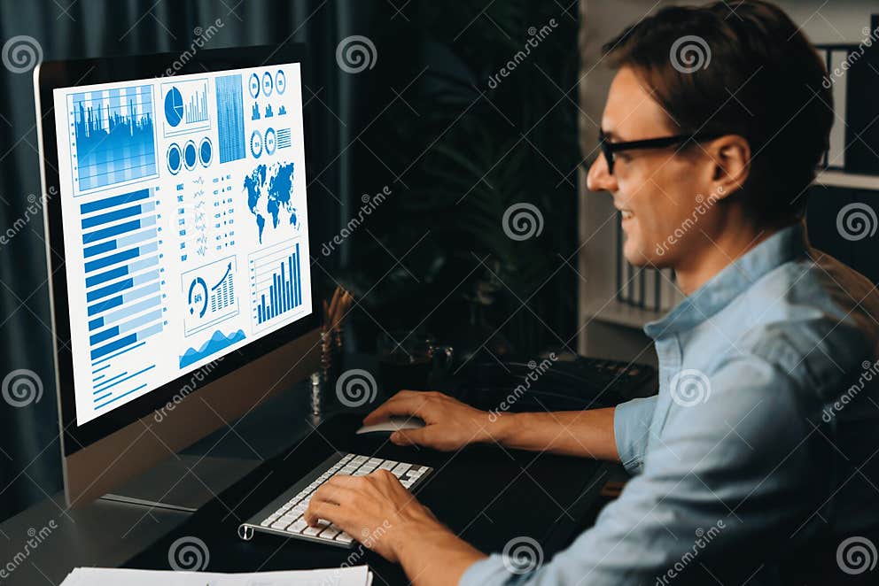 Smart Businessman Analyzing Business Paragraph Marketing Analysis ...