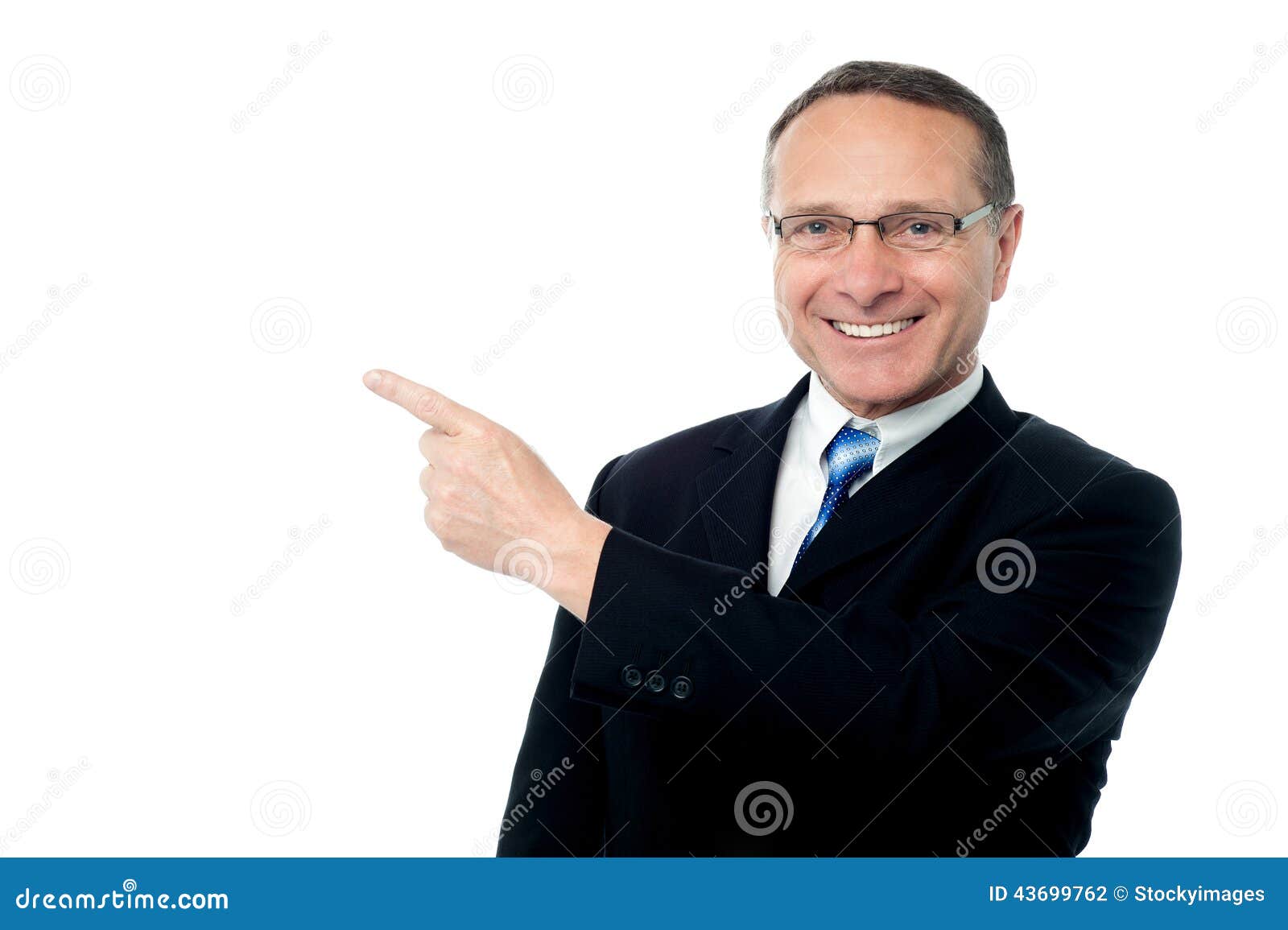 Smart Businessman Pointing Away Stock Photo - Image of indicating ...