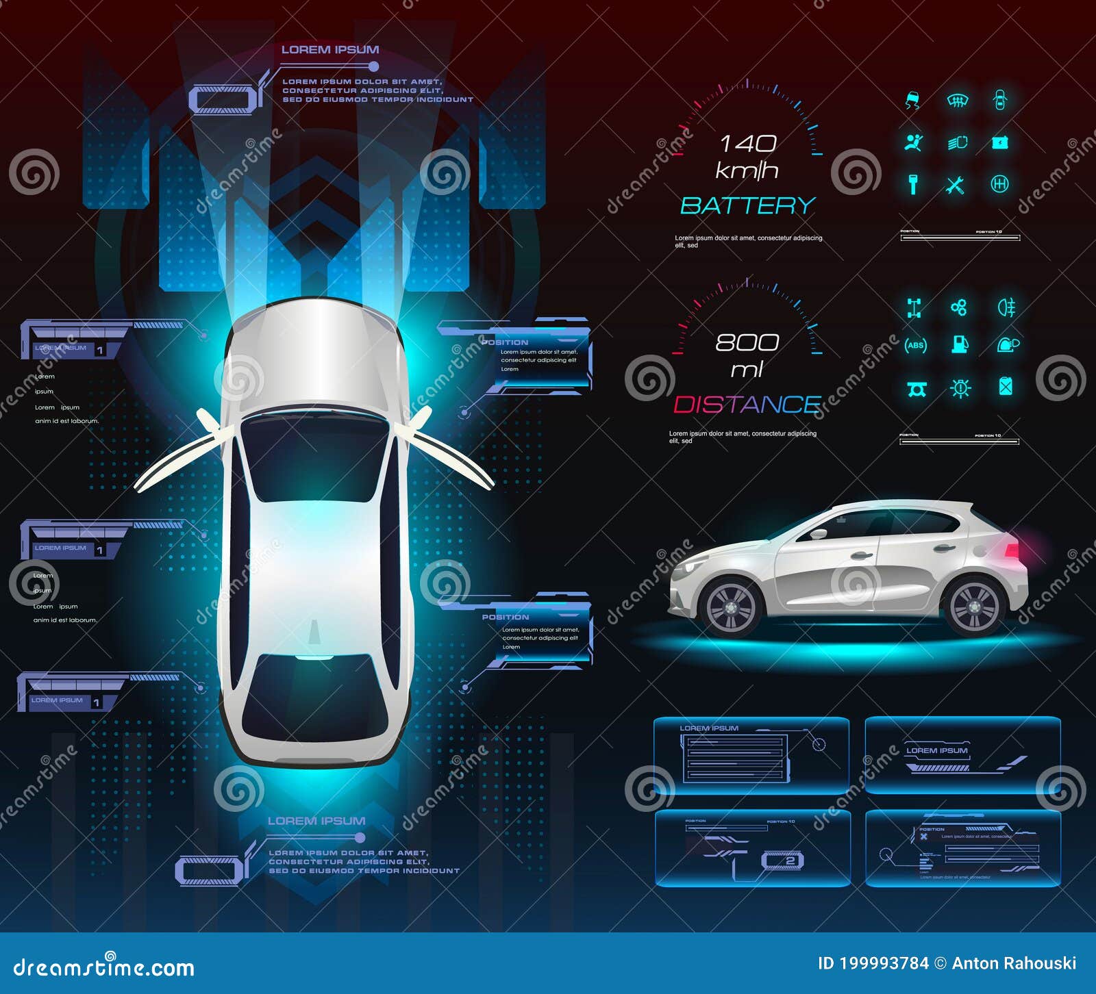 Smart Car. Futuristic User Interface. Application with Settings ...