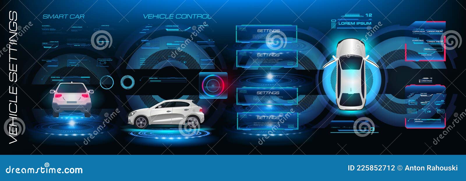 Smart Car on HUD Touch Interface. Car User Interface. Electronic ...