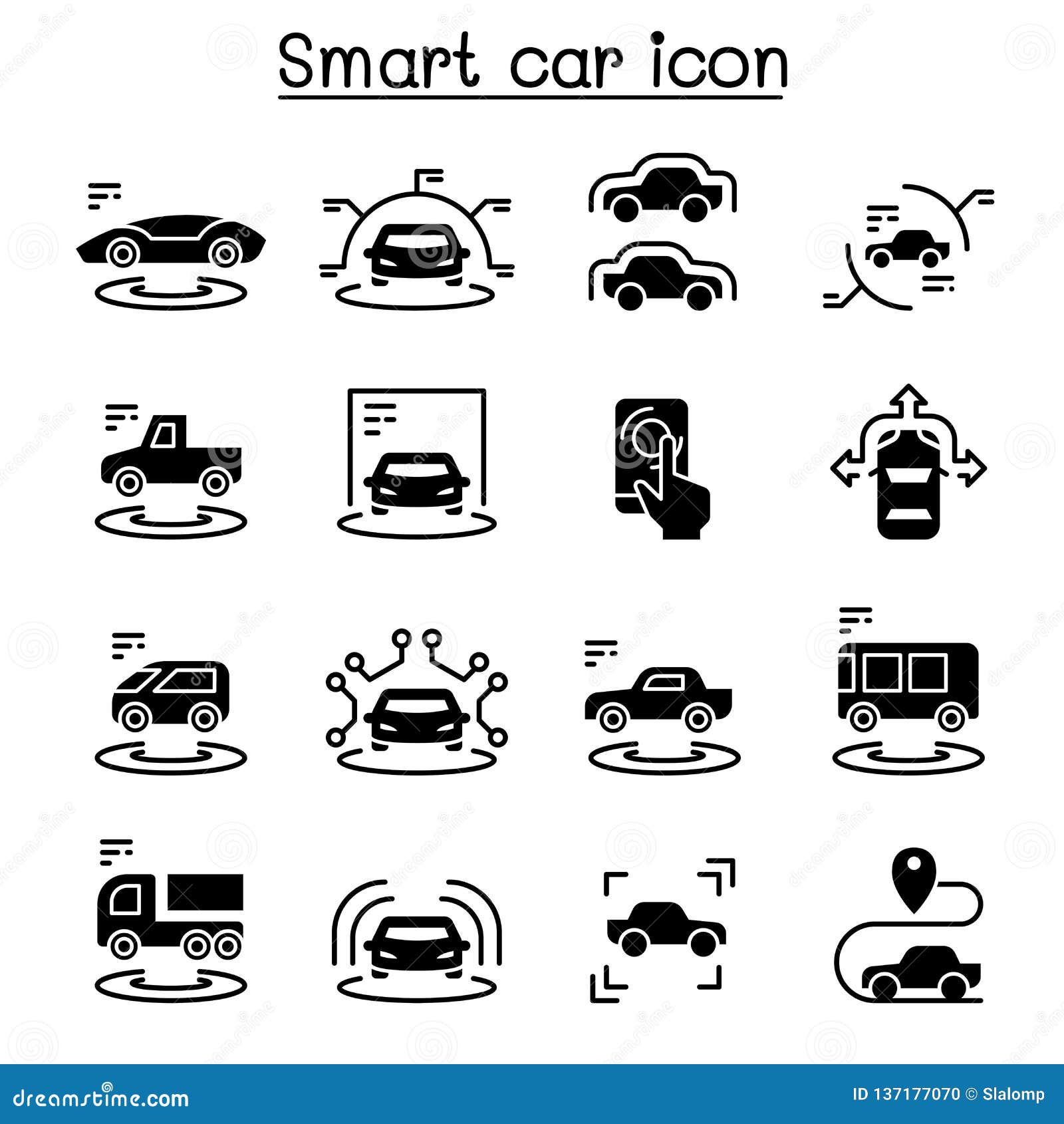 Smart car icons set stock illustration. Illustration of icons - 137177070
