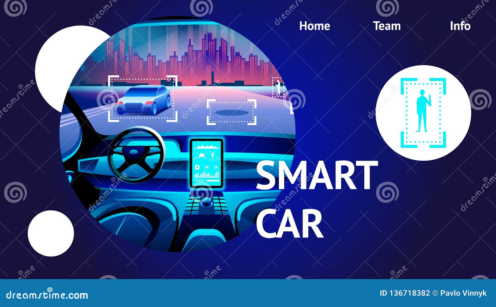 Smart Car Cockpit Interior. Vector Flat Cartoon Stock Photography ...