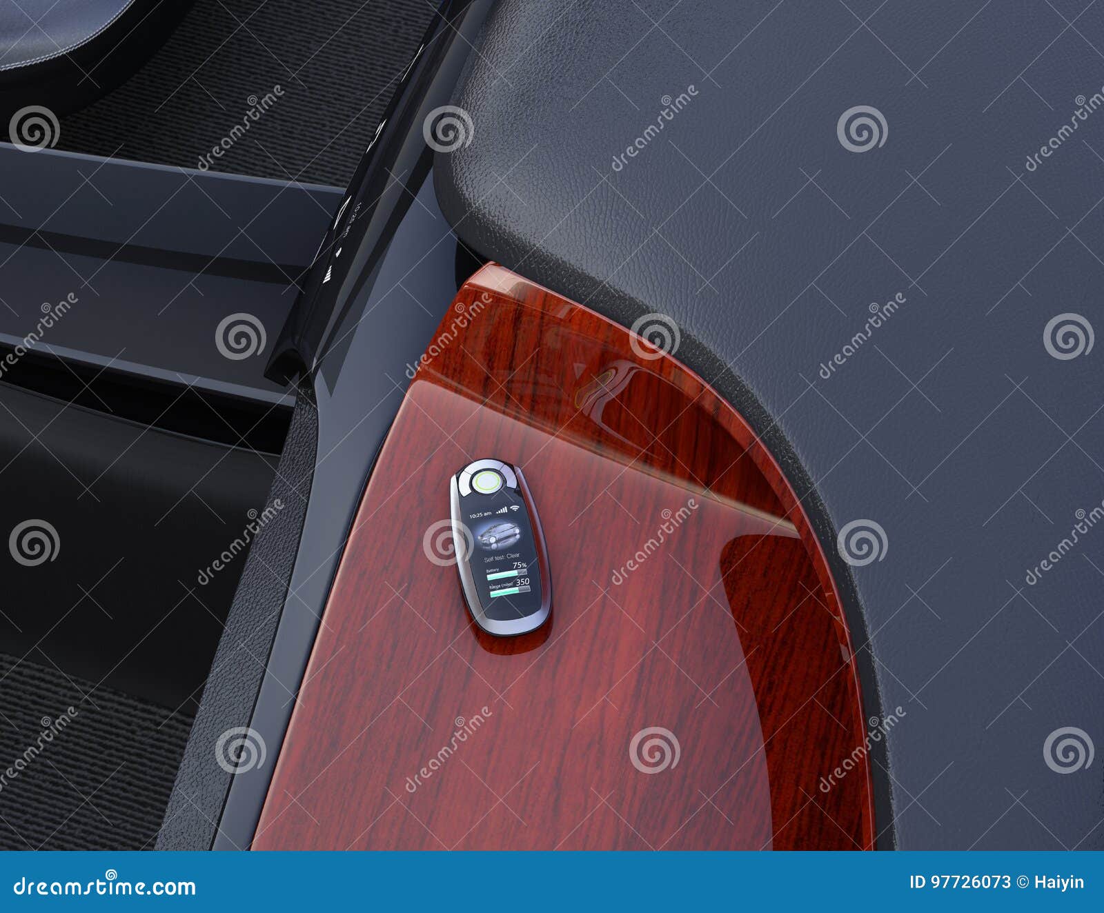 Smart Car Key on Electric Car`s Dashboard Stock Illustration ...