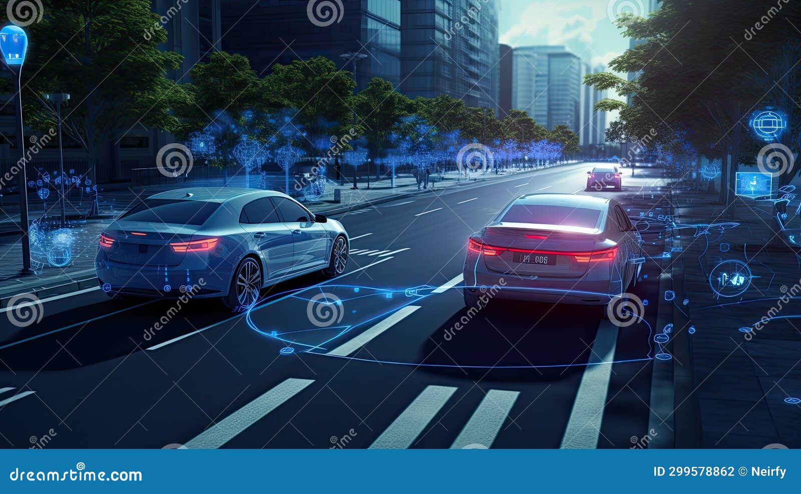 Smart Car Radar Detection System Stock Photo - Image of parking ...