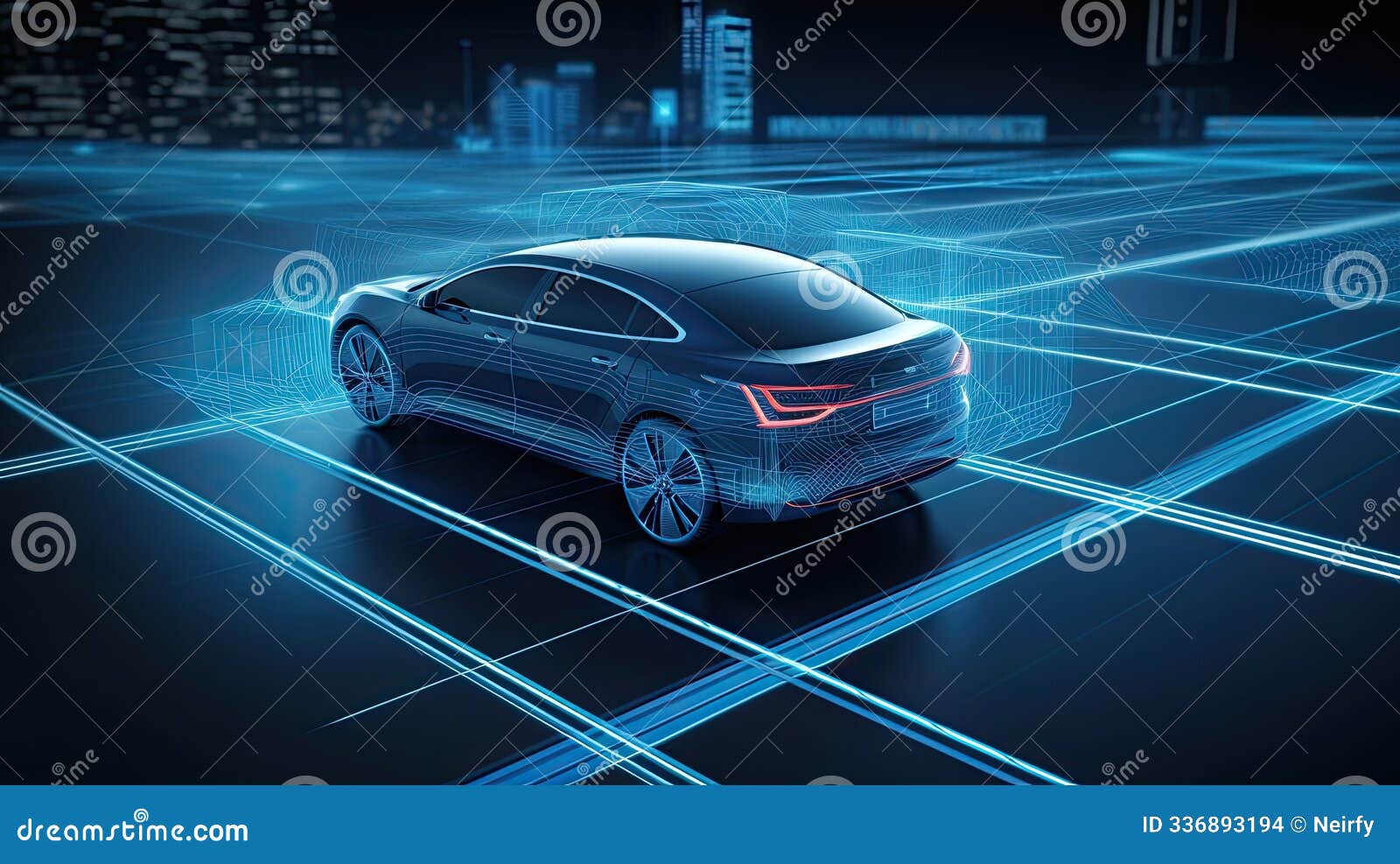 Smart Car Radar Detection System Stock Illustration - Illustration of ...