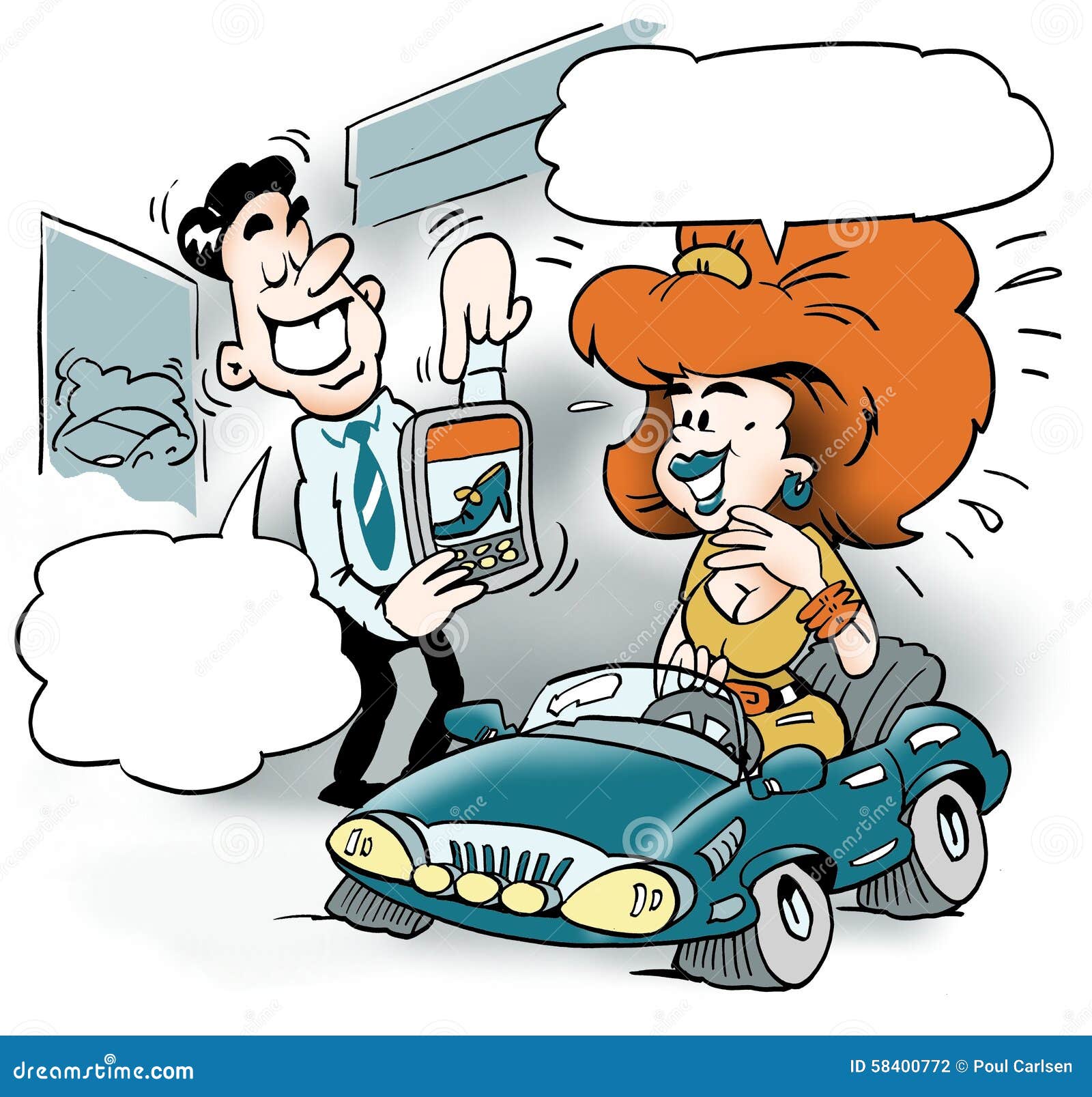 A Smart Car Salesman and a Customer Stock Illustration - Illustration ...