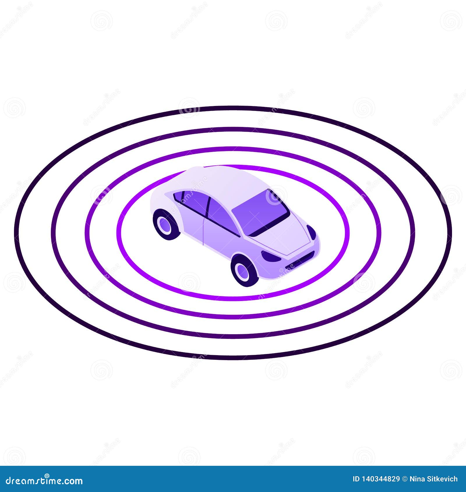 Smart Car Sensor Zone Icon, Isometric Style Stock Vector - Illustration ...