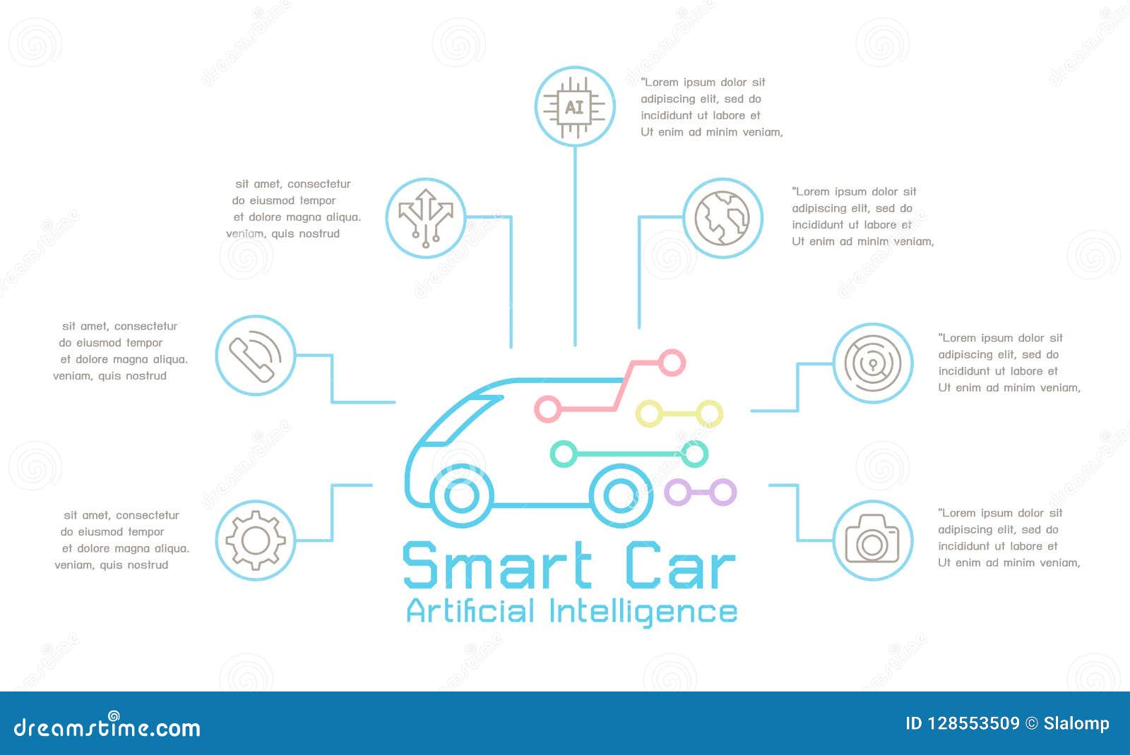 Smart Car Technology Comcept Template Infographic Vector Illustration ...