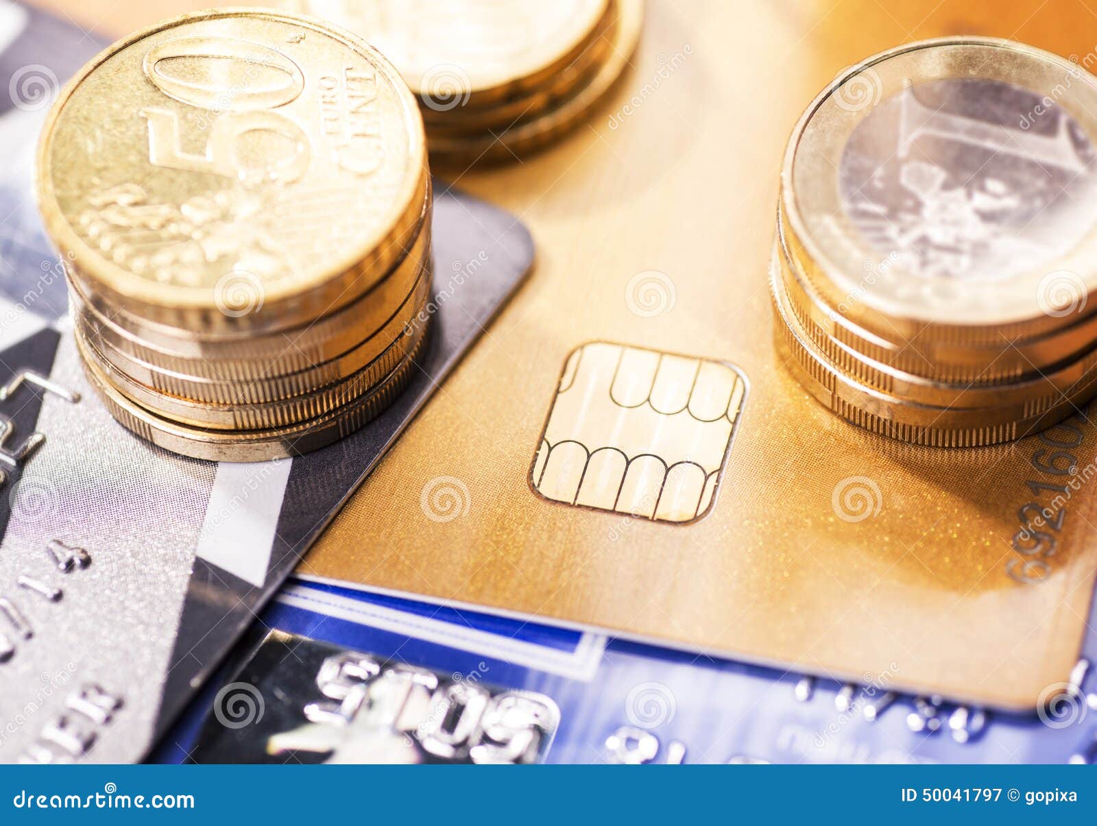 Smart card and coins stock image. Image of money, bank - 50041797