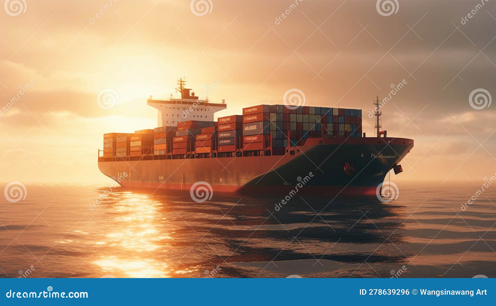 Smart Cargo Container Ship at Sunset Import Export Container, Ai ...
