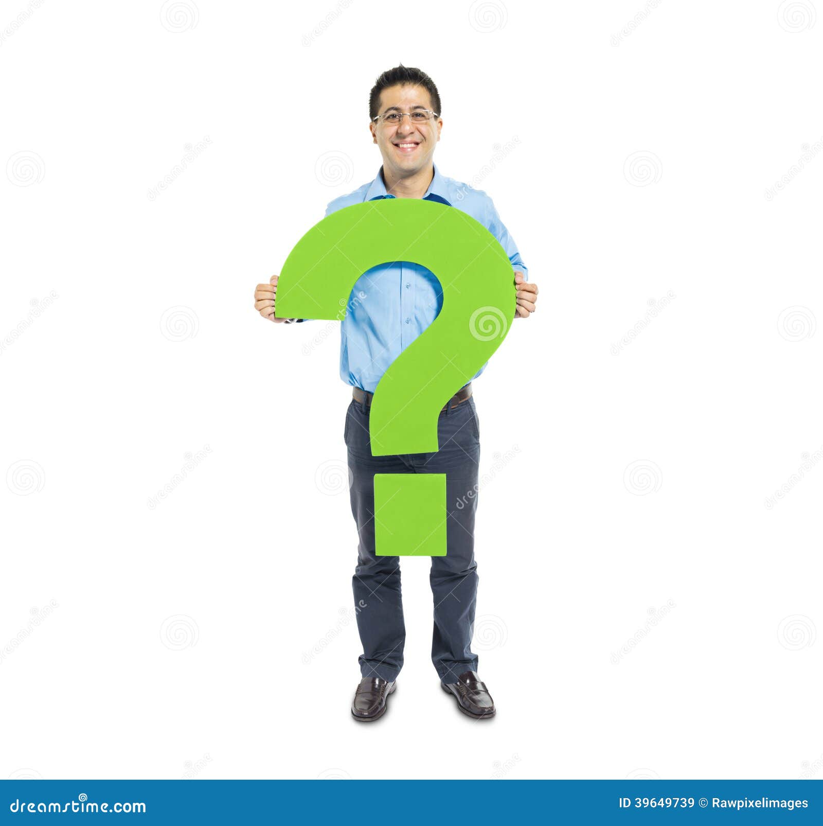 Smart Casual Man Holding Question Mark Stock Image - Image of ethnicity ...