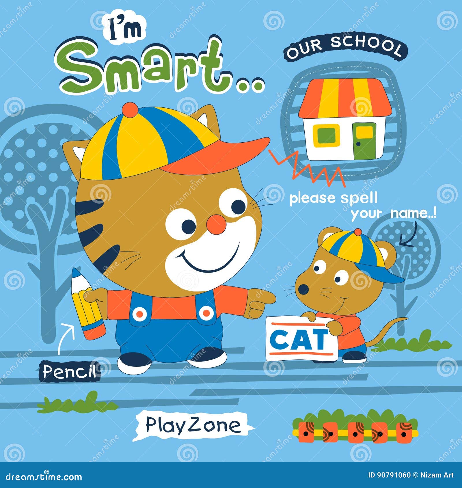 Smart cat stock vector. Illustration of cartoon, vector - 90791060