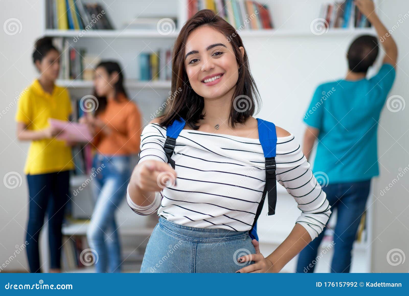 Smart Caucasian Female Student with Group of Students Stock Photo ...