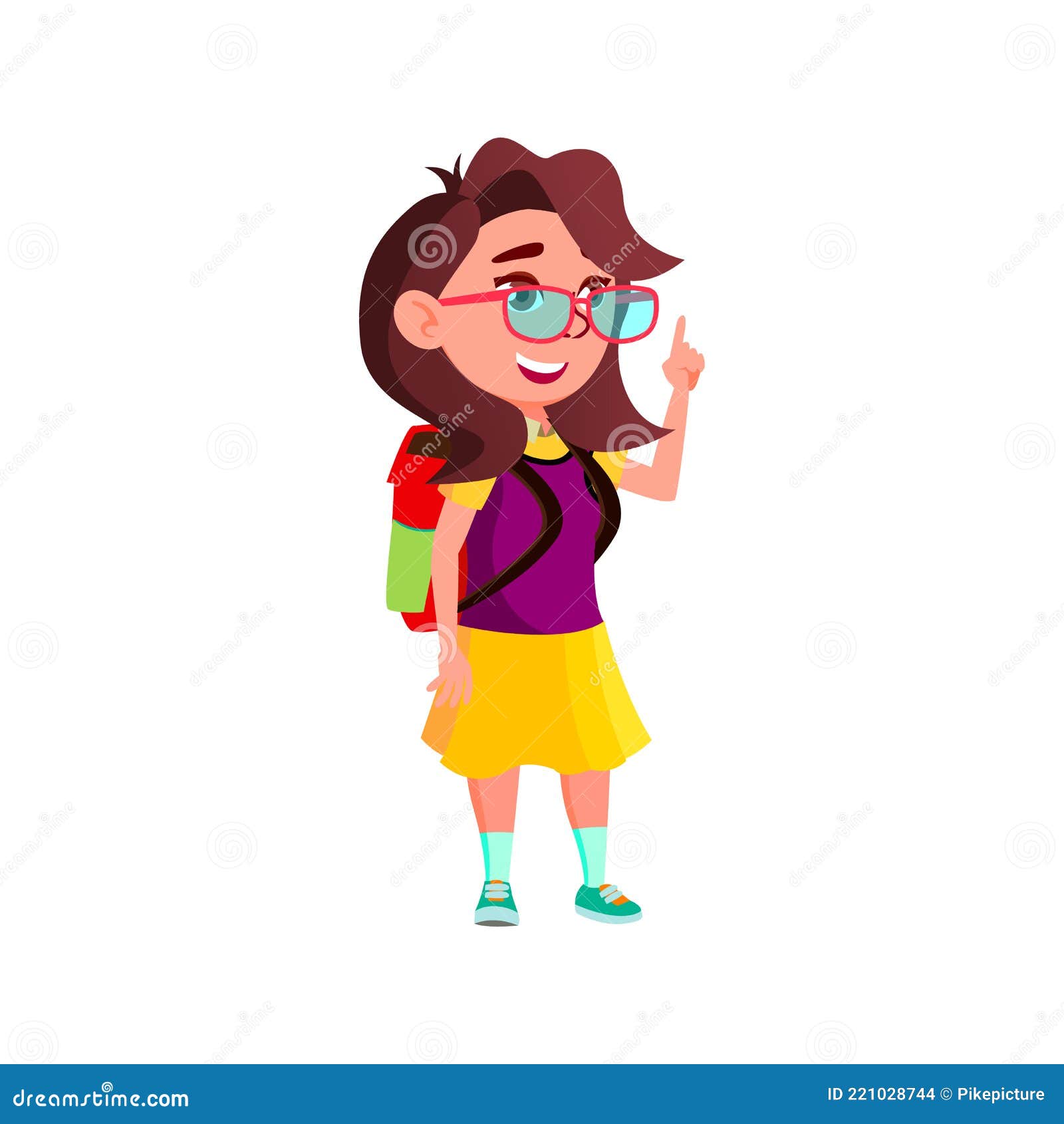 Smart Caucasian Girl with Backpack Remind Answer on Problem at School ...