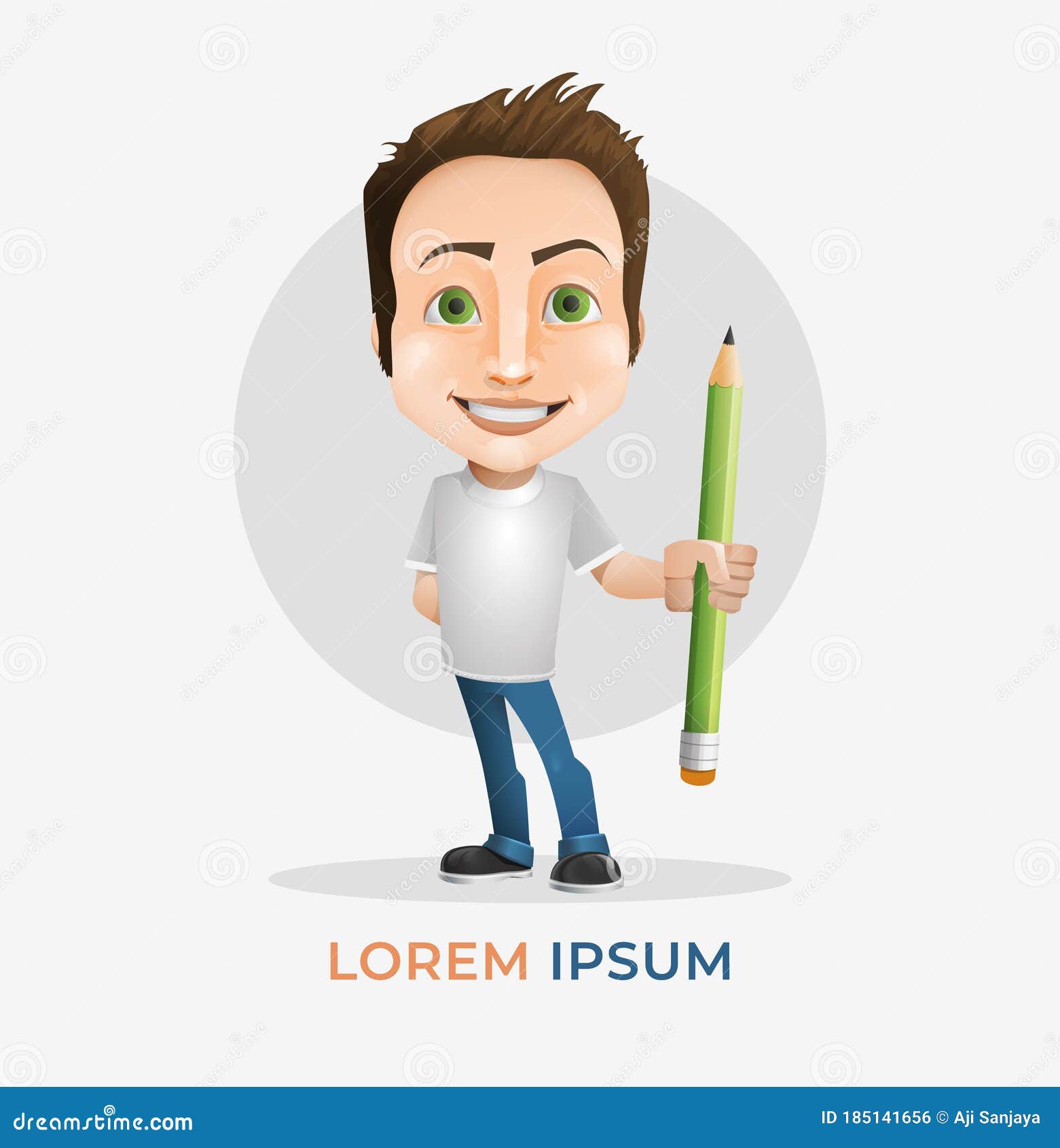 Smart of Character Cartoon Design Holding a Pencil Stock Vector ...