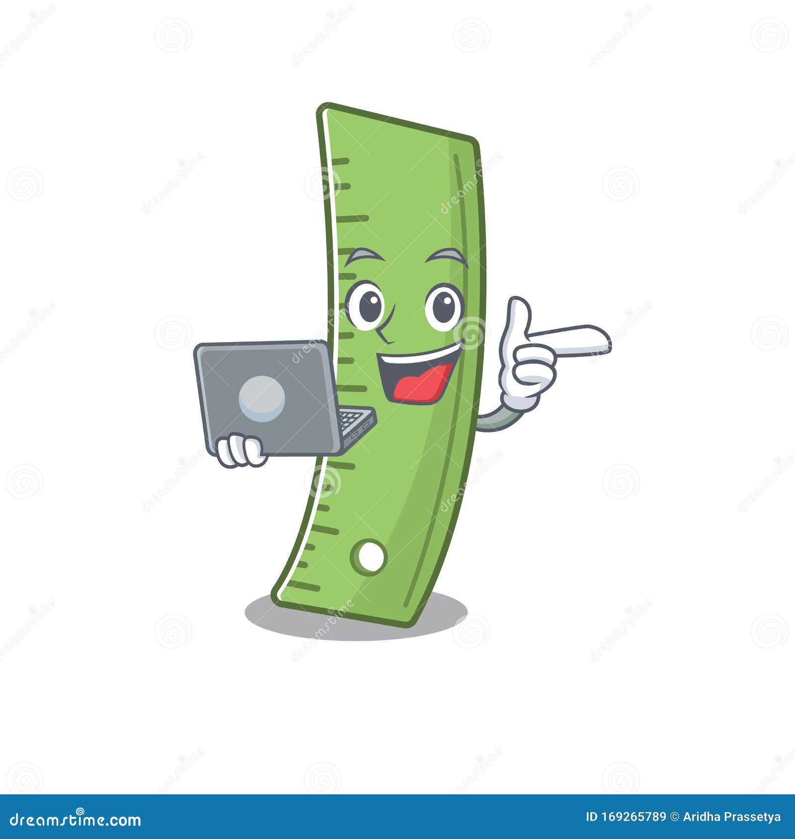 Smart Character of Ruler Working with Laptop Stock Vector ...