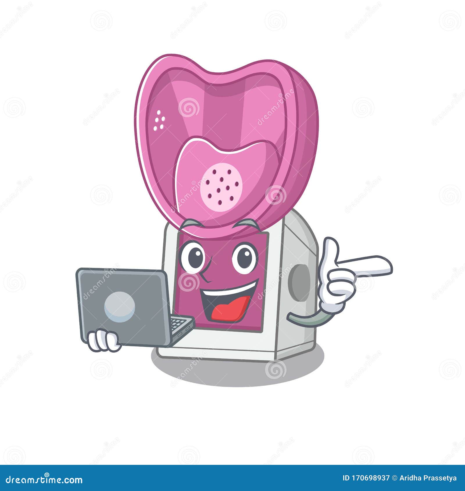 With Laptop Asthma Inhaler In The Cartoon Shape Vector Illustration ...