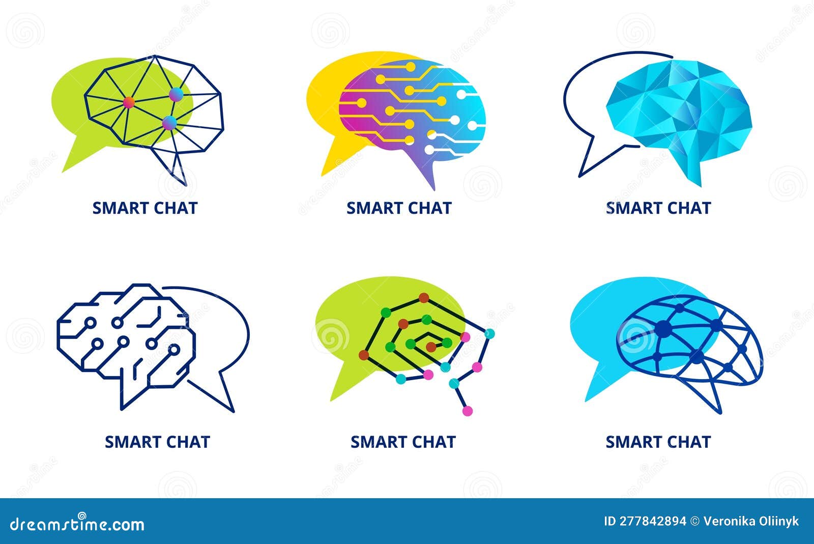 Smart Chat Emblem Template. Chatbot Talk, Artificial Intelligence Brain ...