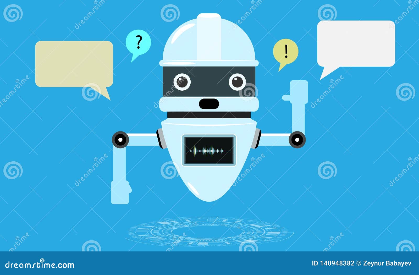 AI Robot Flat Vector Illustration. Robotized Assistant Helper ...