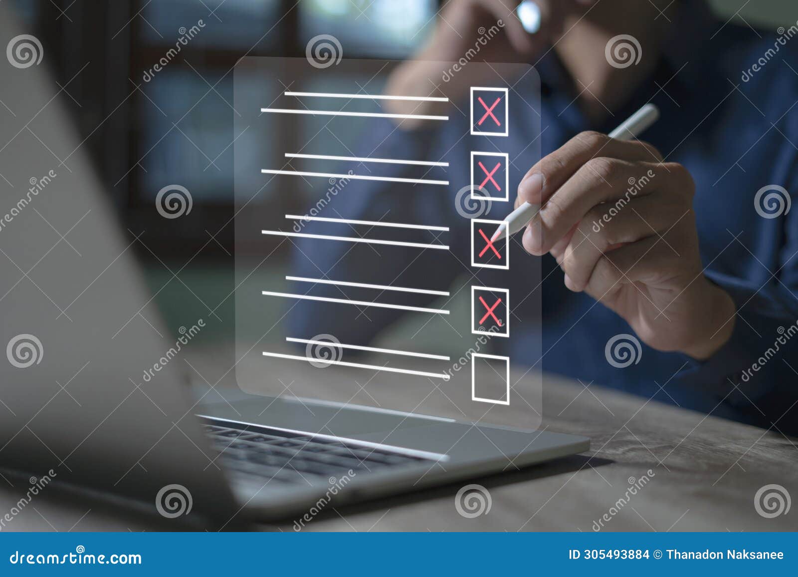 Smart Checklist Concept on Virtual Screen a Man Uses a Marker To ...